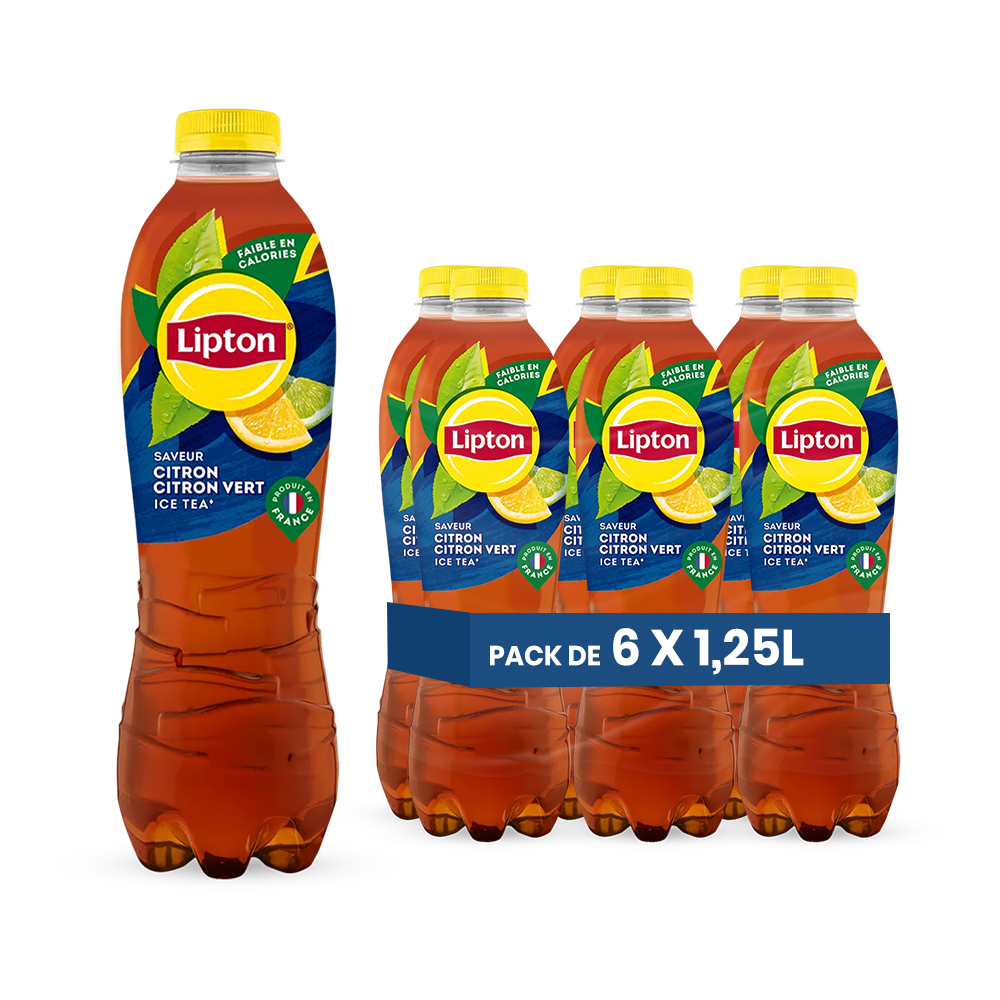 Lipton Ice Tea Citron & Citron Vert Pack 6 x 1,25L – Boisson Thé Saveu ...