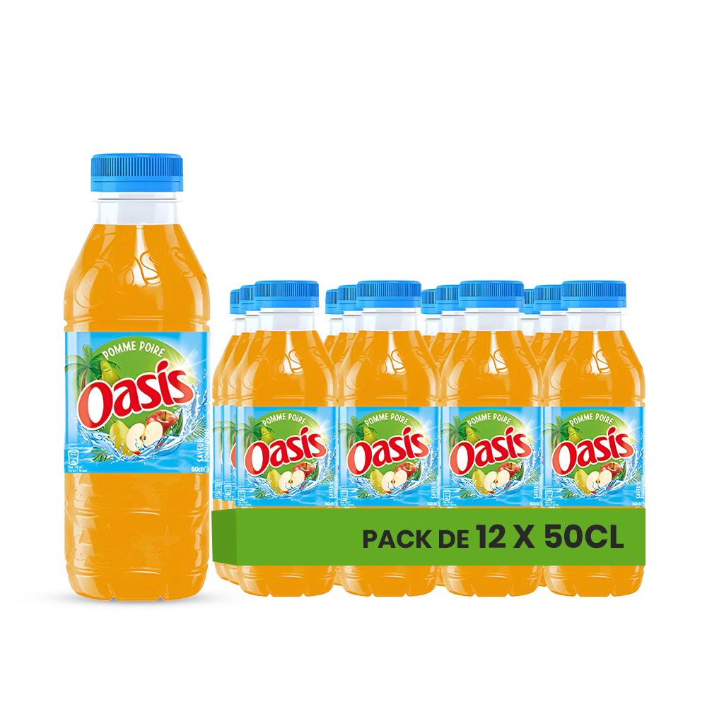 Oasis Pomme Poire Pack 12 x 50CL – Boisson Saveur Pomme & Poire ...