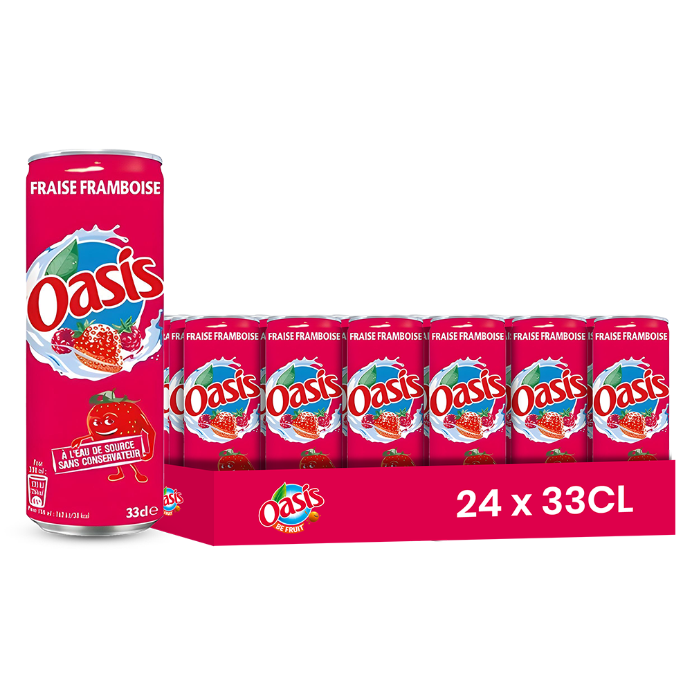 Oasis Fraise Framboise – Pack de 24 Canettes (24 x 33cl) | Boisson aux ...