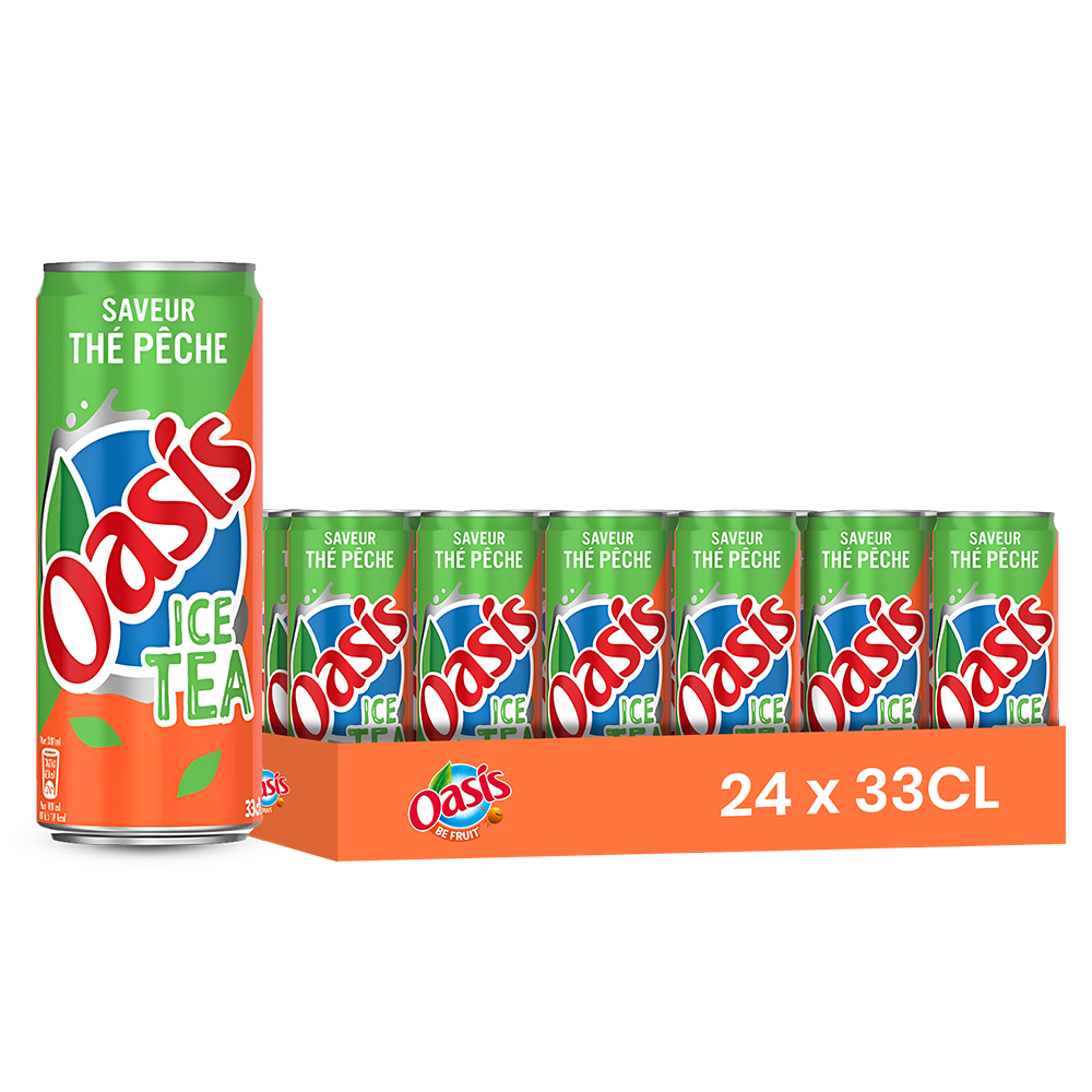 Oasis Thé Pêche – Pack de 24 Canettes (24 x 33cl) | Infusion Thé Glacé ...