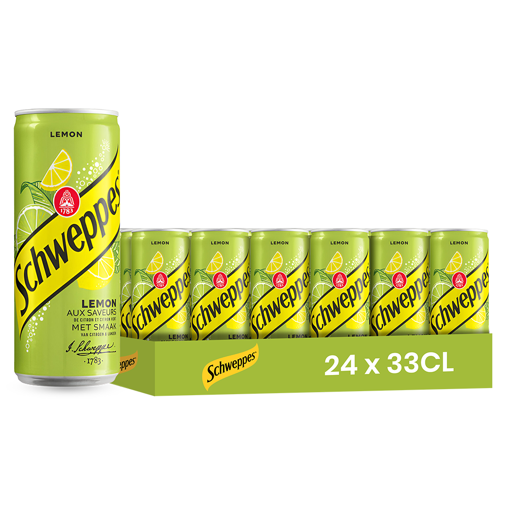 Schweppes Lemon – Pack de 24 Canettes (24 x 33cl) | Citron Intense et ...