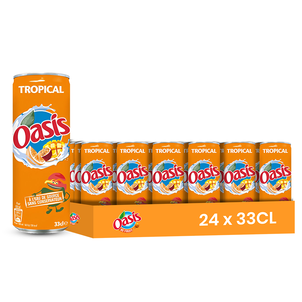 Oasis Tropical – Pack de 24 Canettes (24 x 33cl) | Saveur Exotique San ...